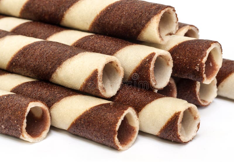 Chocolate waffle rolls. stock photo. Image of diet, deliciously - 31038776