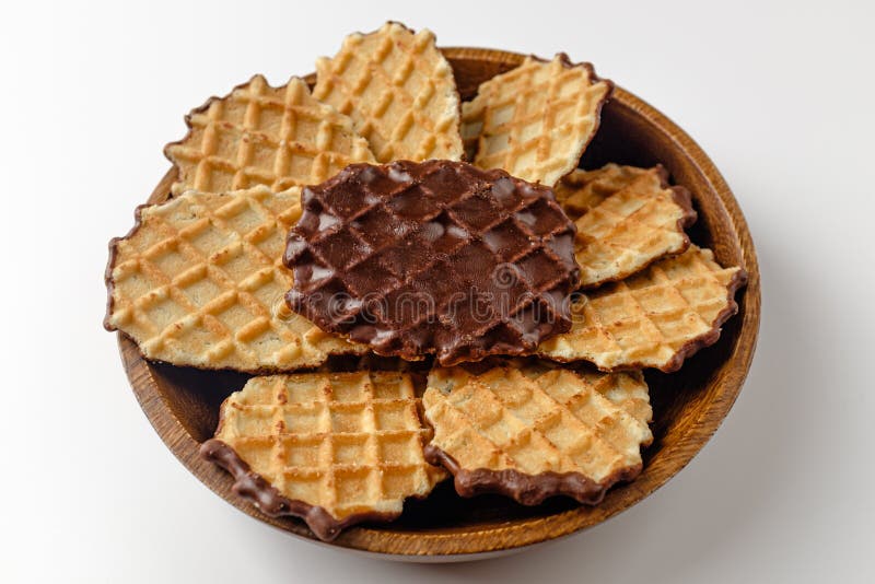 Chocolate Waffle Snack on White Background Stock Image - Image of ...
