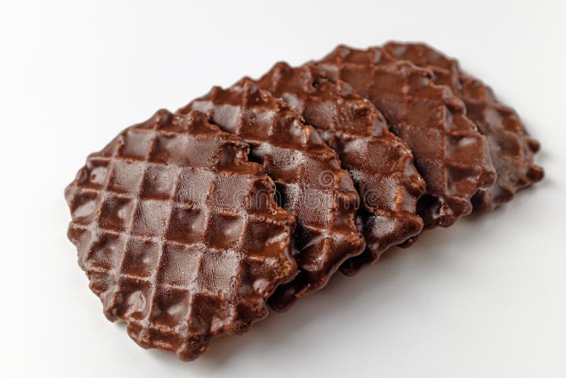 Chocolate Waffle Snack on White Background Stock Photo - Image of ...