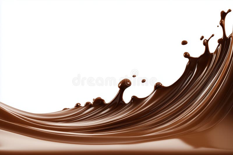 Chocolate Wave Isolated on White Background with Smooth Curves and Copy ...