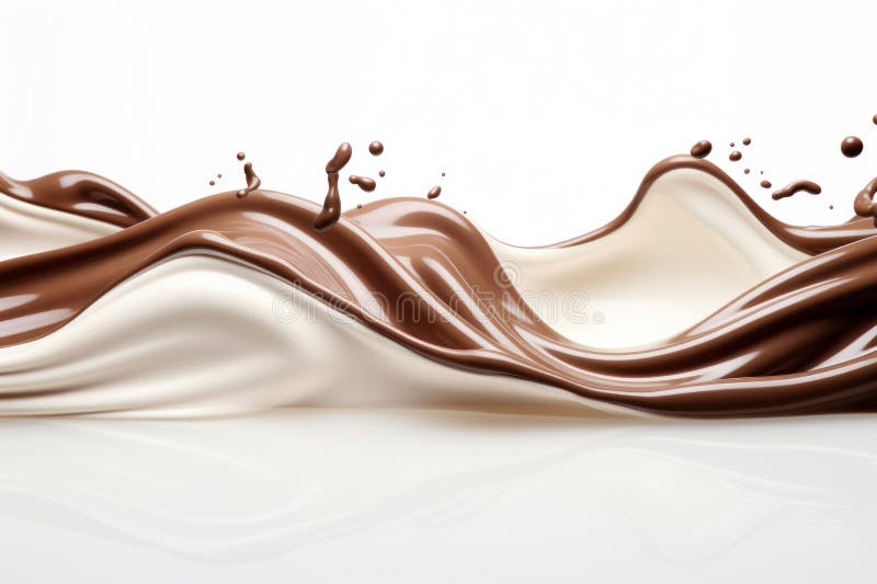 A Chocolate Wave on White Surface. Generative AI Stock Illustration ...