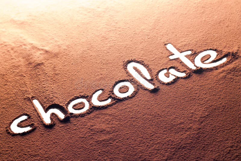 Chocolate Written with Cocoa Powder Stock Image - Image of aroma, sweet ...