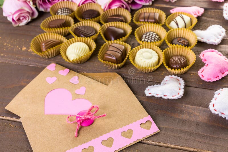 Chocolates stock image. Image of hand, pink, handmade - 88378701