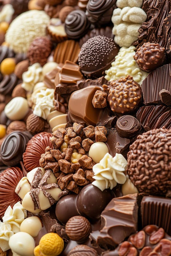 Chocolates of Different Shapes and Textures Piled Up Stock Image ...
