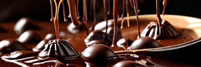 Chocolates Dropping into Liquid Cacao Chocolate Stock Illustration ...