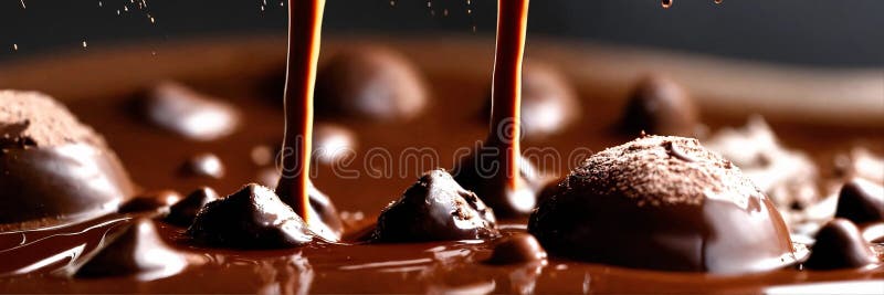 Chocolates Dropping into Liquid Cacao Chocolate Stock Illustration ...
