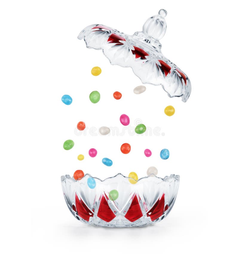 Chocolates are Falling into the Clear Candy on a White Background Stock ...