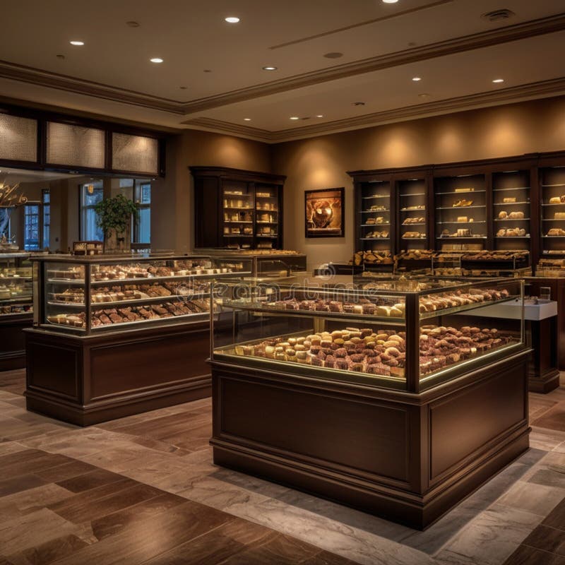 Chocolates Shop. Chocolates on Booth Stock Illustration - Illustration ...