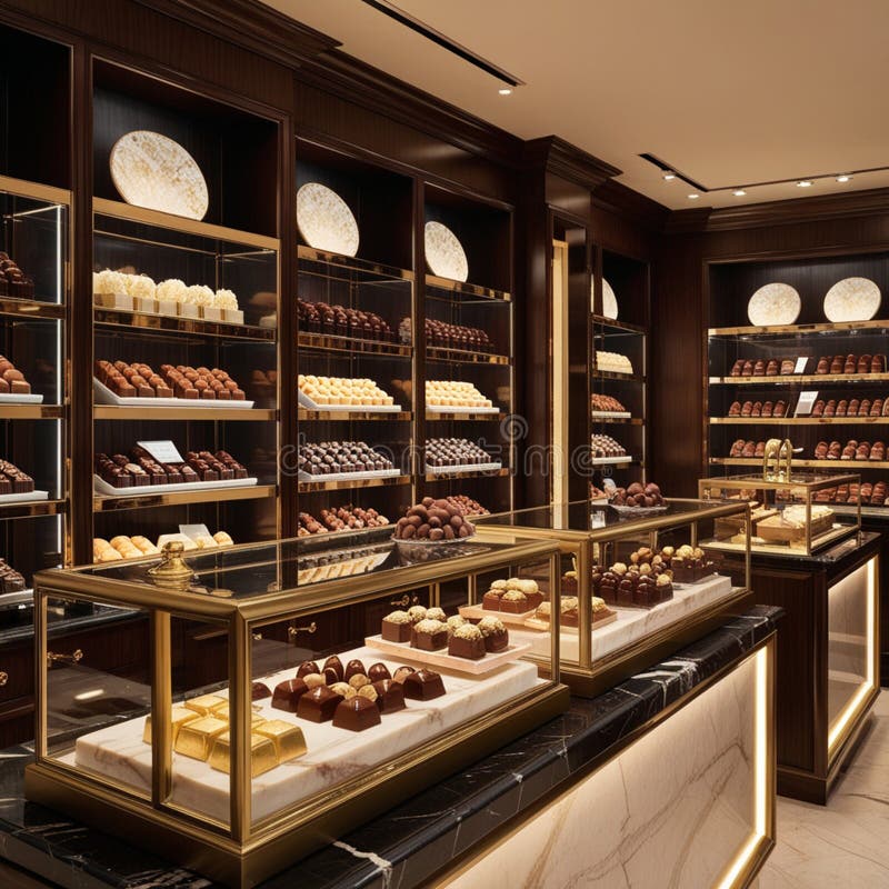 Chocolates Shop. Chocolates on Booth Stock Illustration - Illustration ...