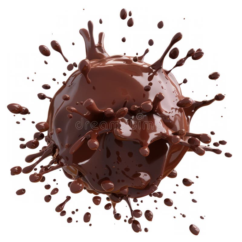 Chocolatey Explosion Thick Chocolate Droplets, White Backdrop Stock ...