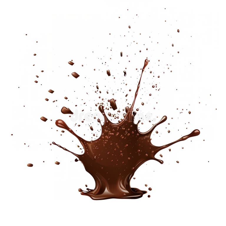 Chocolatey Explosion Thick Chocolate Droplets, White Backdrop Stock ...