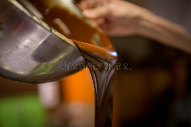 Chocolatier Pouring Chocolate Stock Photo - Image of activity ...
