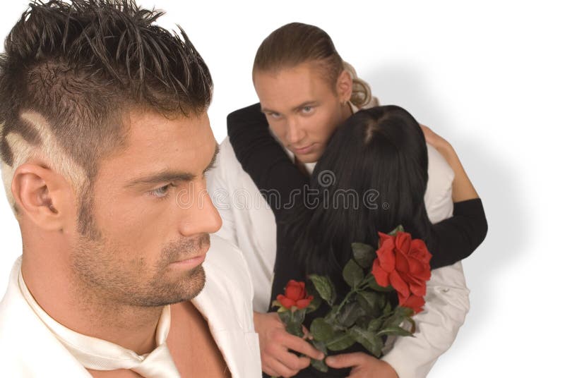 Two Men in White Suits Pointing Up Stock Photo - Image of gesture, hand ...