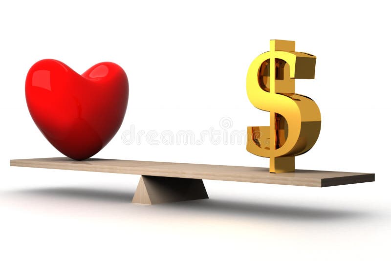 Heart and Money Love Valentine Stock Illustration - Illustration of ...