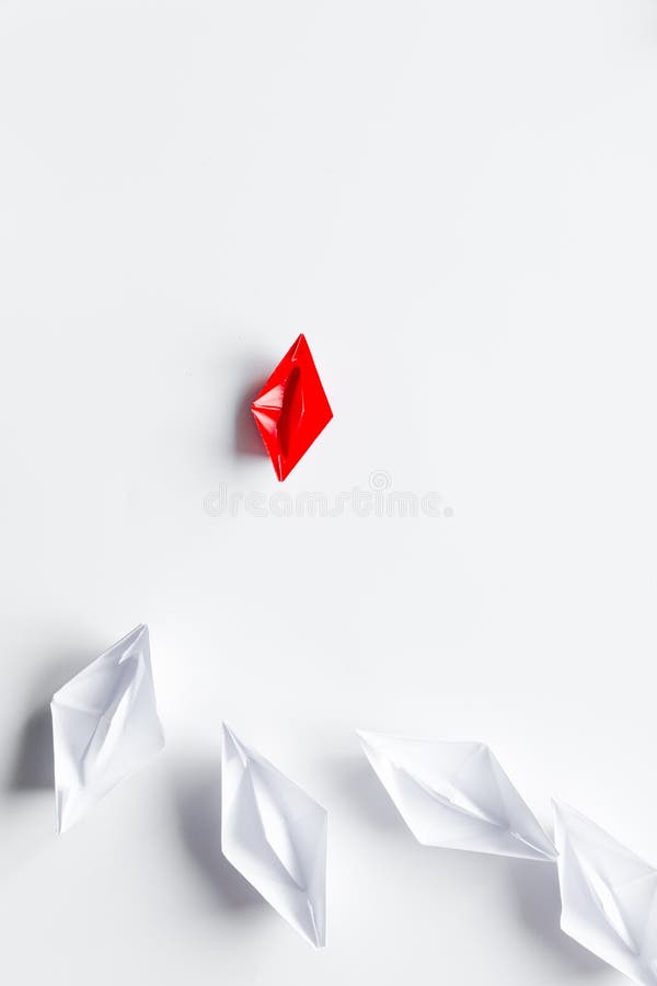 Choice Concept Paper Boats on White Background Top View Stock Photo ...