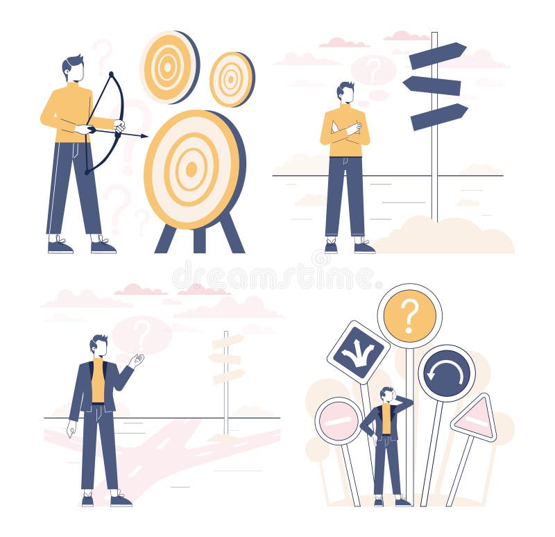 Choice Concept Set. Difficult Decision-making, Success or Failure Stock ...