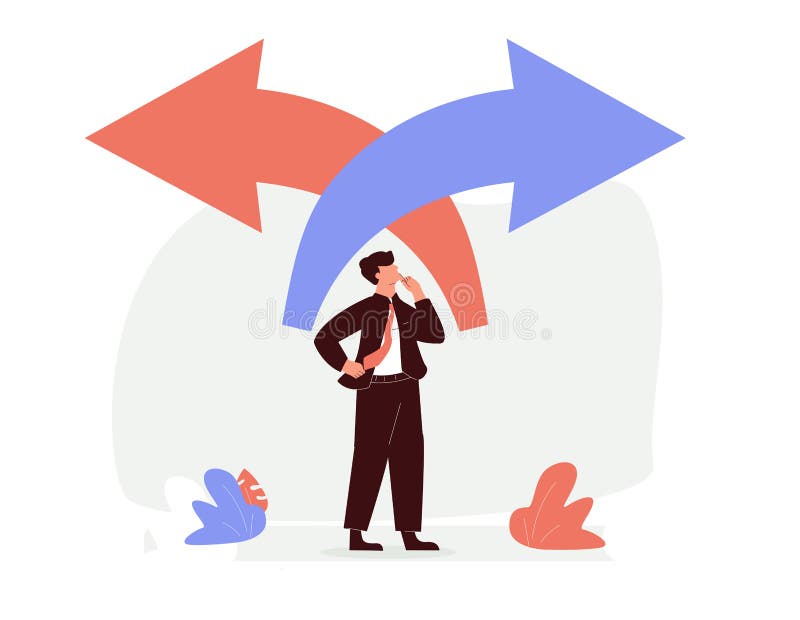 Choice Decision Making As Two Split Path Options To Choose from Tiny ...