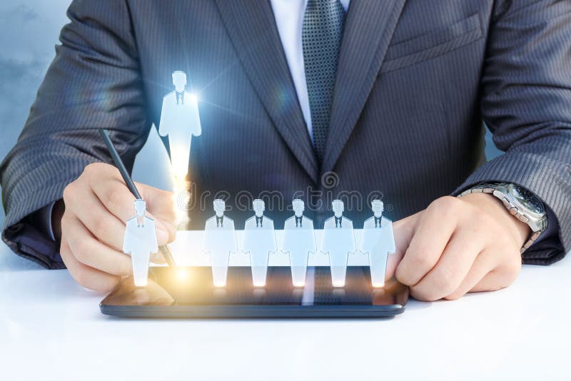 The Choice of the Employee Using the Tablet. Stock Image - Image of ...