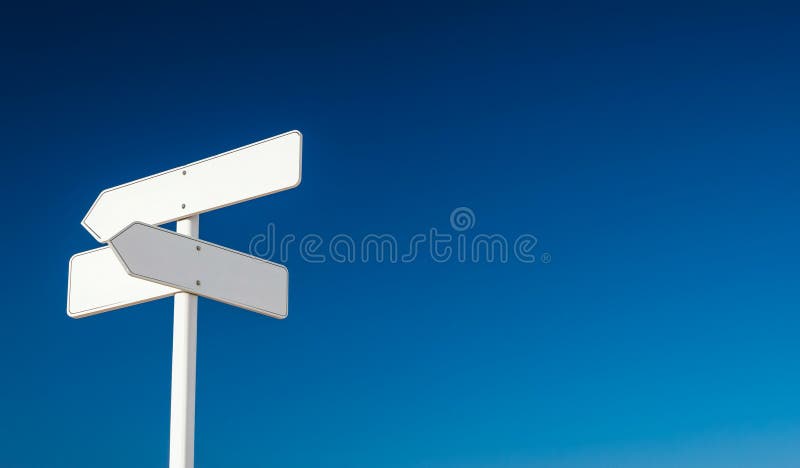 Signpost, Arrows, Direction in Blue Gradient Sky Stock Illustration ...