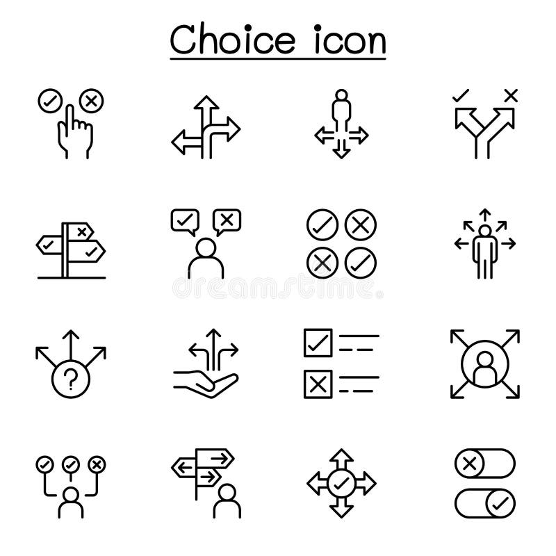 Choice Icon Set in Thin Line Style Stock Vector - Illustration of idea ...