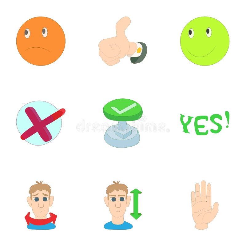 Choice Icons Set, Cartoon Style Stock Vector - Illustration of agree ...
