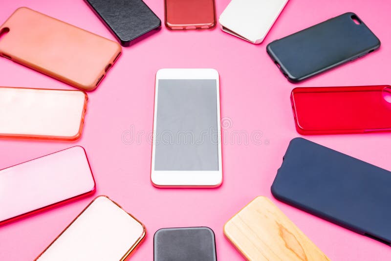 Choice of Multicolored Plastic Back Covers for Mobile Phones on Pink ...