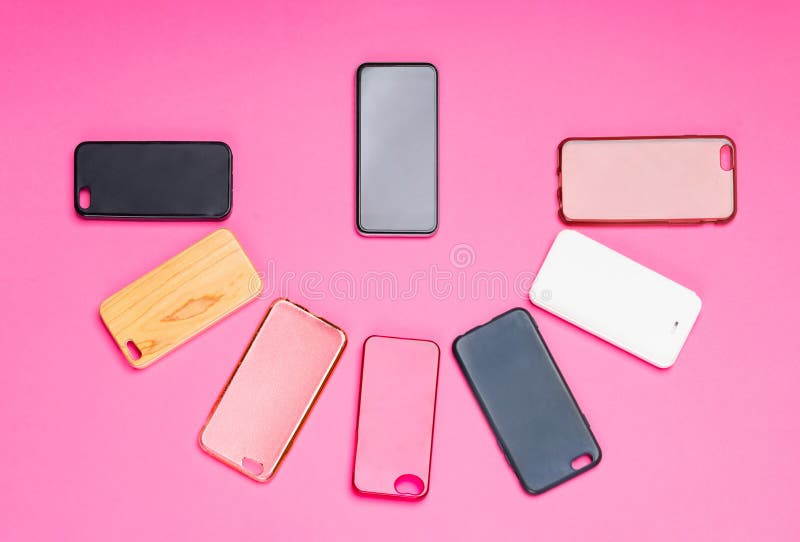 Choice of Multicolored Plastic Back Covers for Mobile Phones on Pink ...