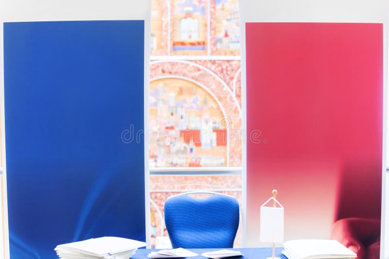 Choice between, Red and Blue, Left or Right Stock Photo - Image of ...