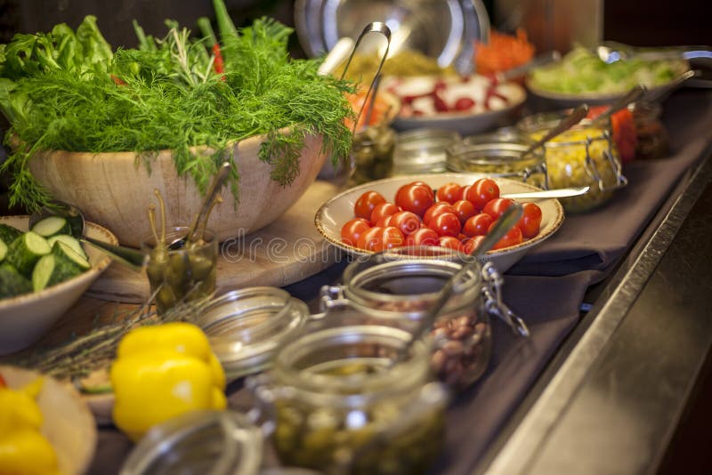 Choice of salads, buffet stock image. Image of food - 172478315