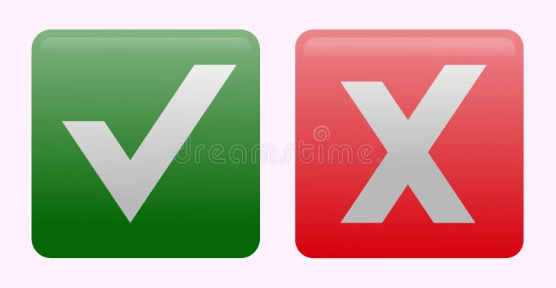 Choice Sign. Flat Buttons. Green Ticks and Red Crosses Stock Vector ...
