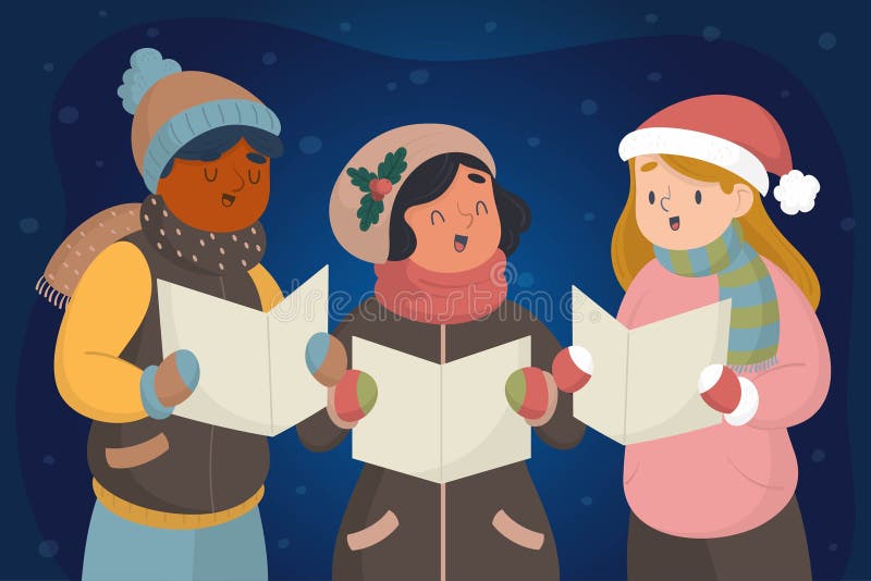 Choir People Singing Christmas Carol Vector Design Illustration Stock ...