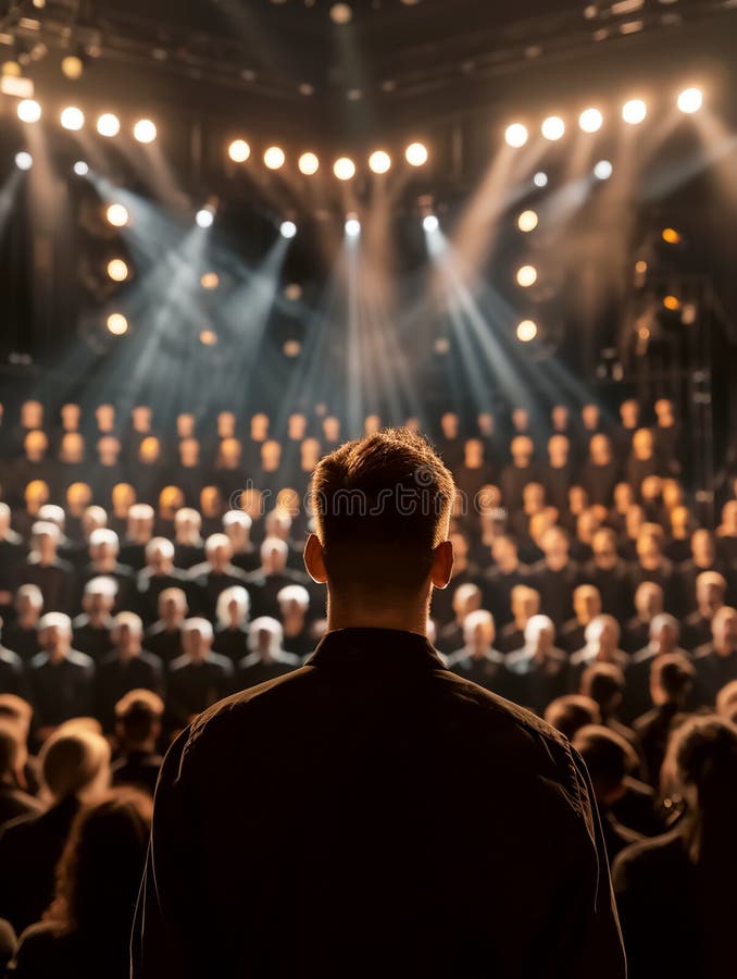 Choir Performing on Stage with Dramatic Lighting, Showcasing Powerful ...