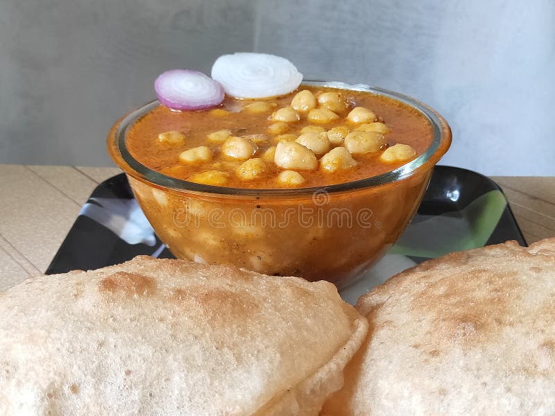 Chole Puri Dish in a Plate. Chole Poori Receipe in a Plate. Chickpeas ...