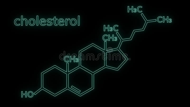 Cholesterol Chemical Molecular Formula Neon Animation Black Background ...