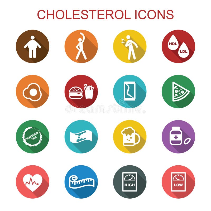 Cholesterol Long Shadow Icons Stock Illustration - Illustration of ...