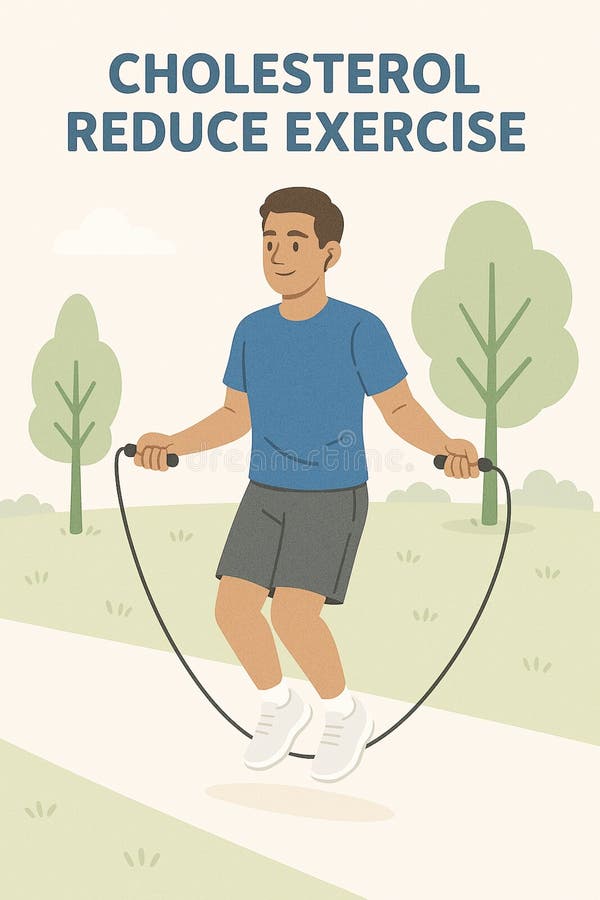 Cholesterol-Reducing Exercise Illustration & X28;Man Jumping Rope& X29 ...