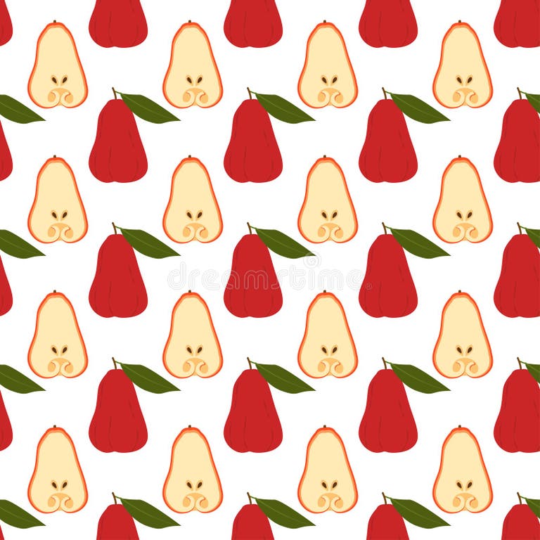 Chompu Fruit. Seamless Vector Patterns Stock Vector - Illustration of ...