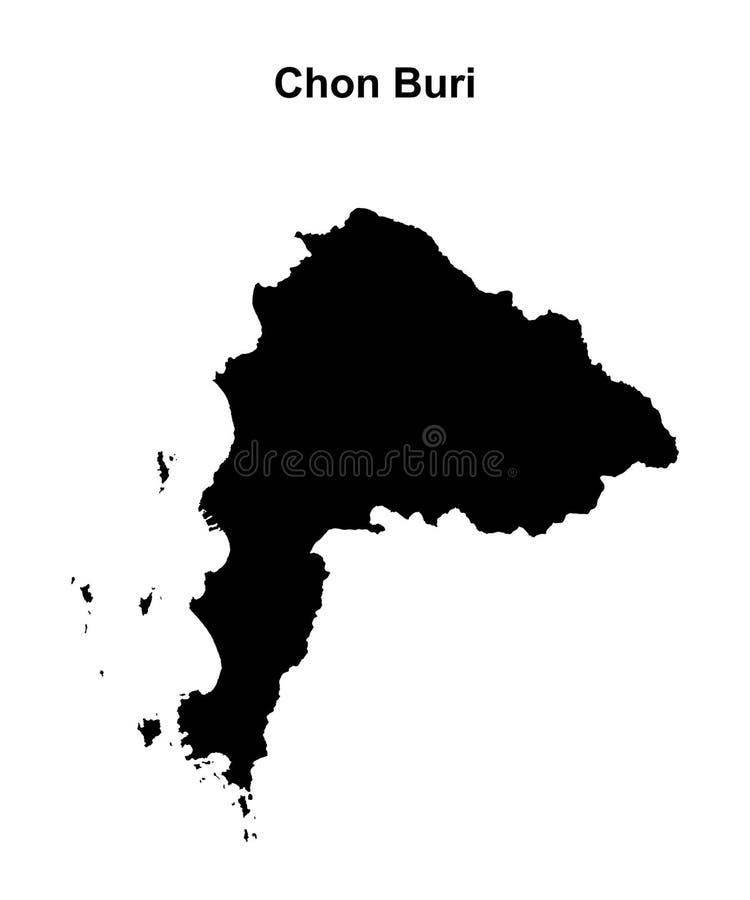 Chon Buri outline map stock vector. Illustration of cartography - 360658166