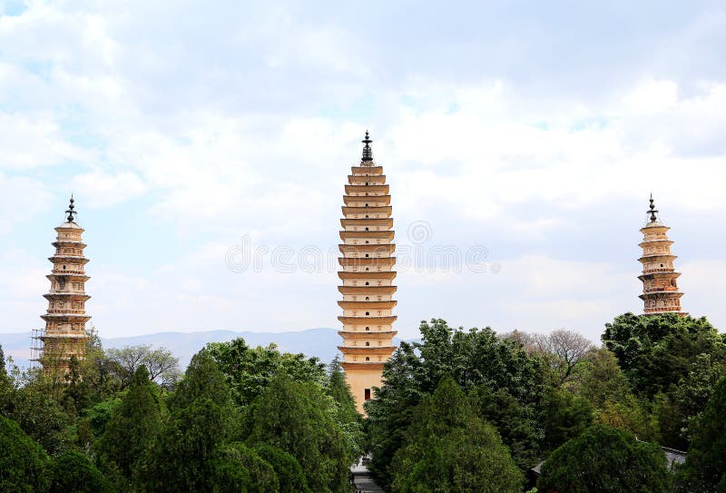 The Three Pagoda of Chong Sheng Temple Stock Image - Image of ... The Three Pagoda of Chong Sheng Temple Stock Image - Image of ...