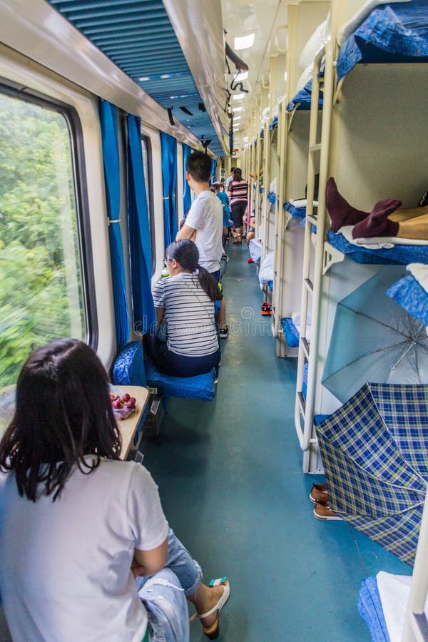 CHONGQING, CHINA - AUGUST 17, 2018: Interior of Hard Sleeper Train ...