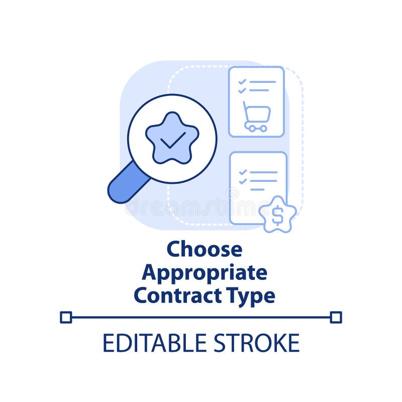 Choose Appropriate Contract Type Light Blue Concept Icon Stock Vector ...