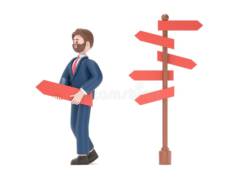 Choose the Direction. Directinal Concept, 3D Illustration in Cartoon ...