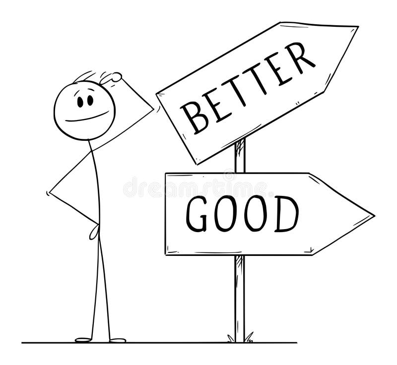 Choose Good or Better Solution, Vector Cartoon Stick Figure ...