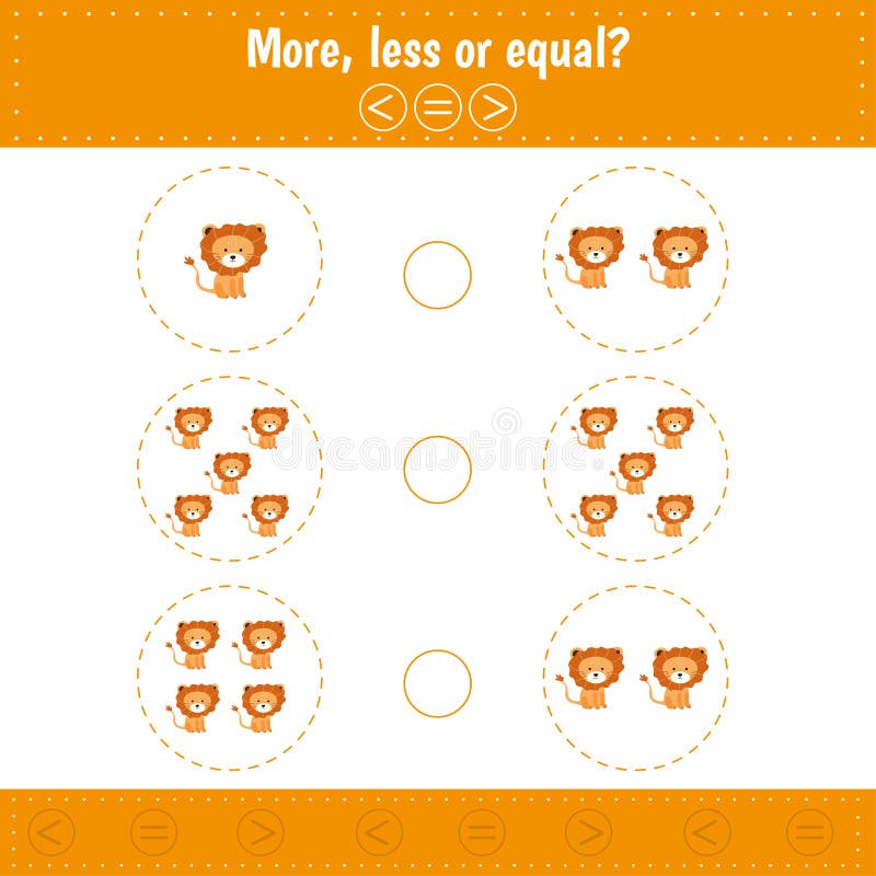 Choose More, less or Equal. Count Yak Stock Vector - Illustration of ...