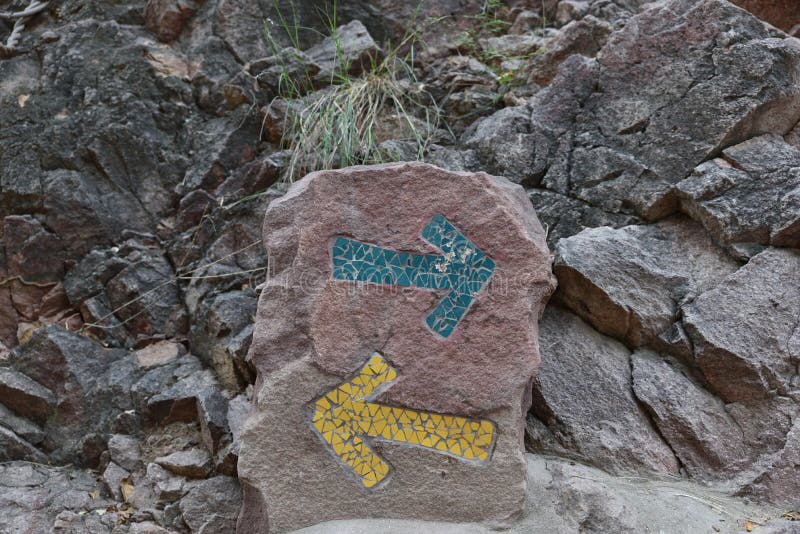 Choose Right Path, Direction Signs on a Natural Trail Stock Photo ...