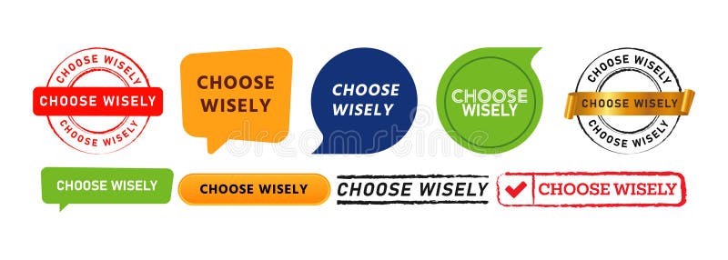 Choose Wisely Circle Rubber Stamp Speech Bubble and Button Label ...