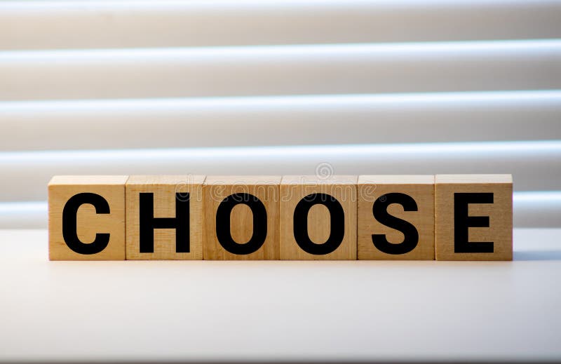 Choose Words from Wooden Blocks with Letters, Top View Gray Background ...