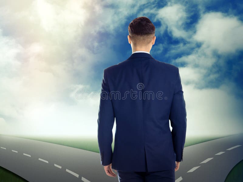 Choose Your Way. Man Standing at Crossroads Taking Important Decision ...