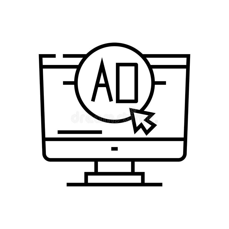 Choosing Ads Line Icon, Concept Sign, Outline Vector Illustration ...