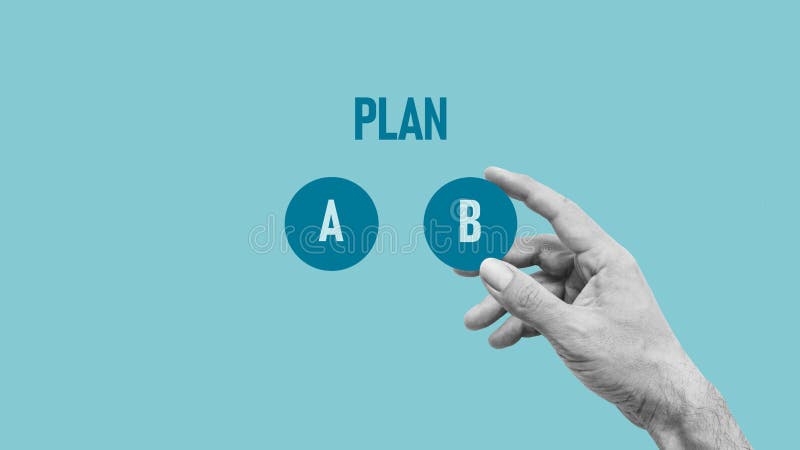 The Choosing of Business Plan B Out of Two Options on Blue Background ...